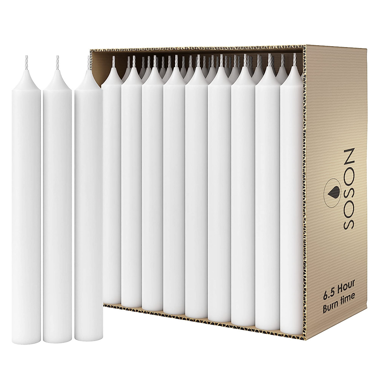 Simply Soson 7 inch White Taper Candles, Set of 45 Candle Sticks Bulk, Dinner Candlesticks Bulk, No Drip Candlesticks, Household Candles, Unscented Bulk Candlesticks, for Wedding, Spa, Restaurant