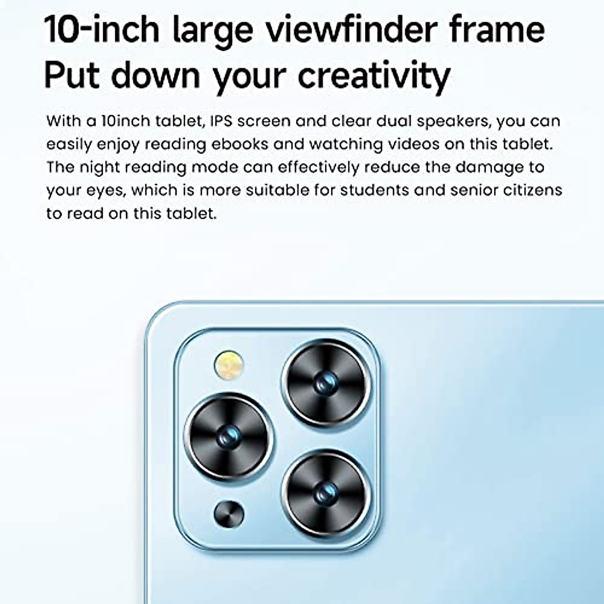 Naroote 10in Tablet, 1960x1080 IPS HD Large Screen 100‑240V Tablet PC for Daily (Blue)