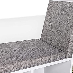 MUPATER Kids Reading Nook Organizer with Storage Bookshelf and Detachable Cushions, 6-Cubby Bookcase Cabinet for Kids Room and Bedroom, White