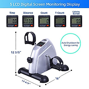 Under Desk Bike Pedal Exerciser, Mini Exercise Bike Portable Peddler Sitting for Seniors with LCD Display Sportneer Foot Cycle Arm & Leg Bike Pedals Exerciser with Anti-Skid Mat for Home Office