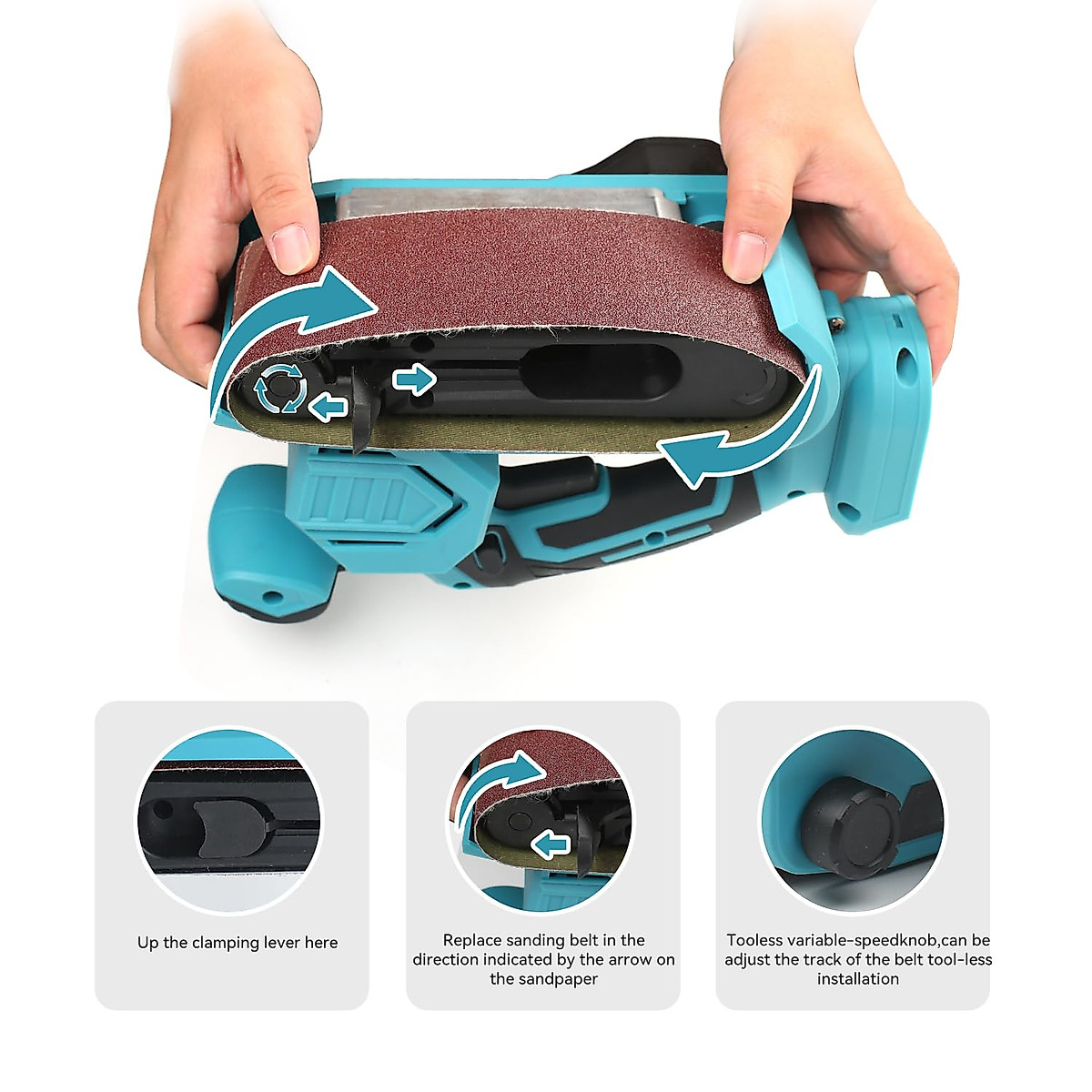 Cordless Belt Sander,18 Inch for Makita Battery 18V, Brushless Electric Power Belt Sander with 6 Variable-speed,Portable Handheld Belt Sander Professional Polishing Tool for Rust Removal,Woodworking