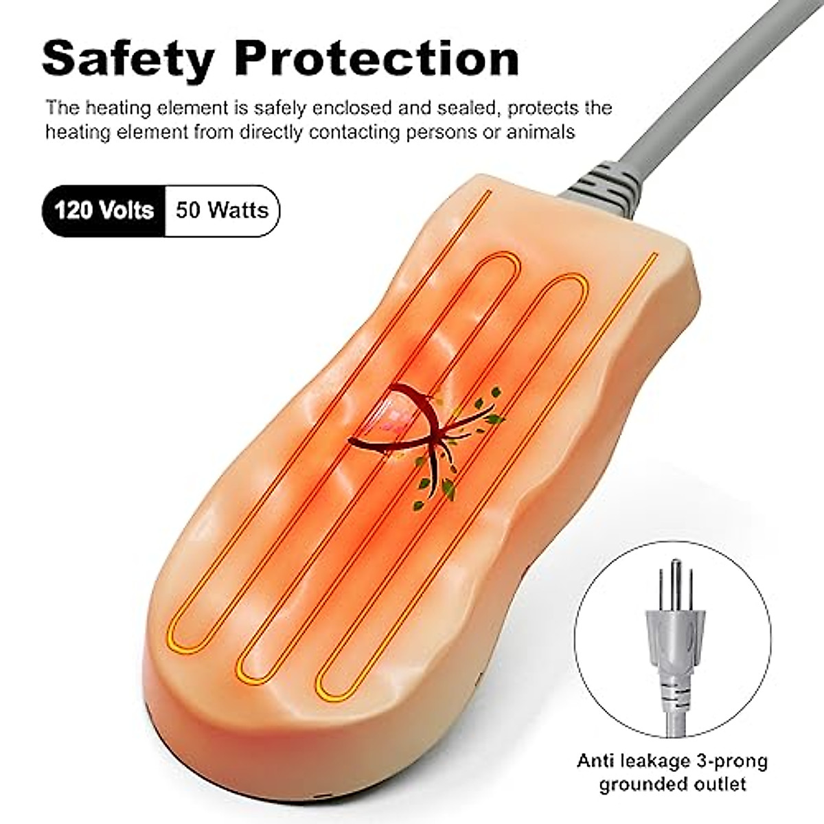 GESAIL Bird Bath Heater, Built in Thermostat Safety Durable 50W Bird Bath Heaters for Outdoors in Winter with Auto Shut Off Function for Garden Outdoor Yard Patio Birdbath