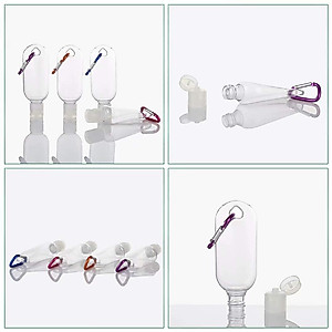 Travel Bottles with Keychain (20 Pcs), 1oz (30ml) Portable Plastic Leakproof Squeeze Bottles with Flip Cap - Empty Refillable Containers for Hand Sanitizer Shampoo Conditioner Body Wash Liquid