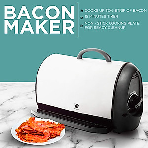 J-Jati Bacon cooker Maker Crispy Bacon Grill Non-Stick Crispy Bacon Home Bacon Maker Breakfast Crispy Bacon 6 strips bacon maker Black Removable Drip tray Bacon Cooker
