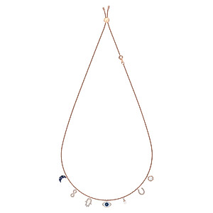 SWAROVSKI Symbolica Collection Women's Choker-Style Necklace, with Seven Blue and White Crystal Charms and Rose-Gold Tone Finished Chain