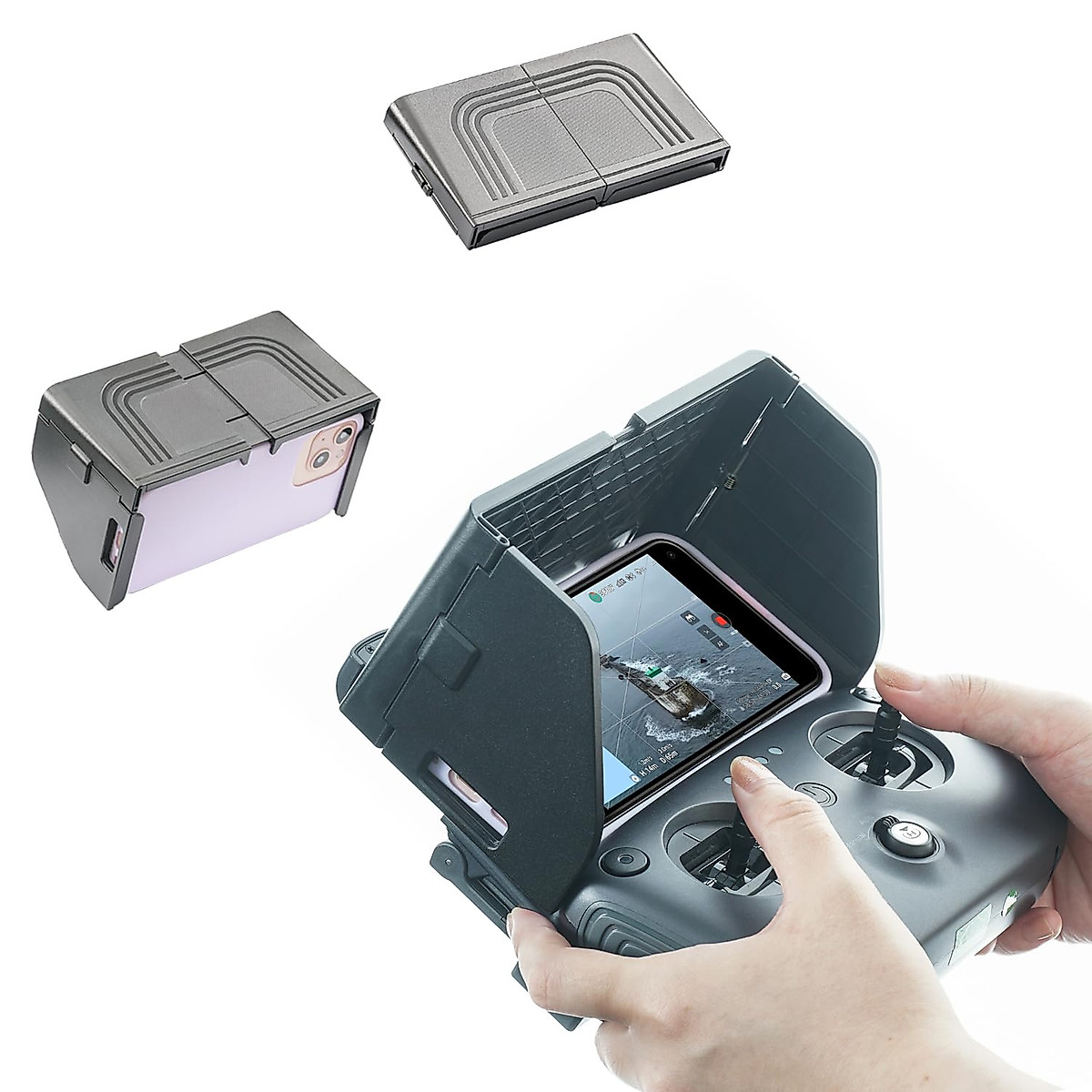 WANPOOL Universal Foldable Sun Shade Visor for Drone Controller Mobile Phone - Anti-Glare, Stable Fit, Easy Installation