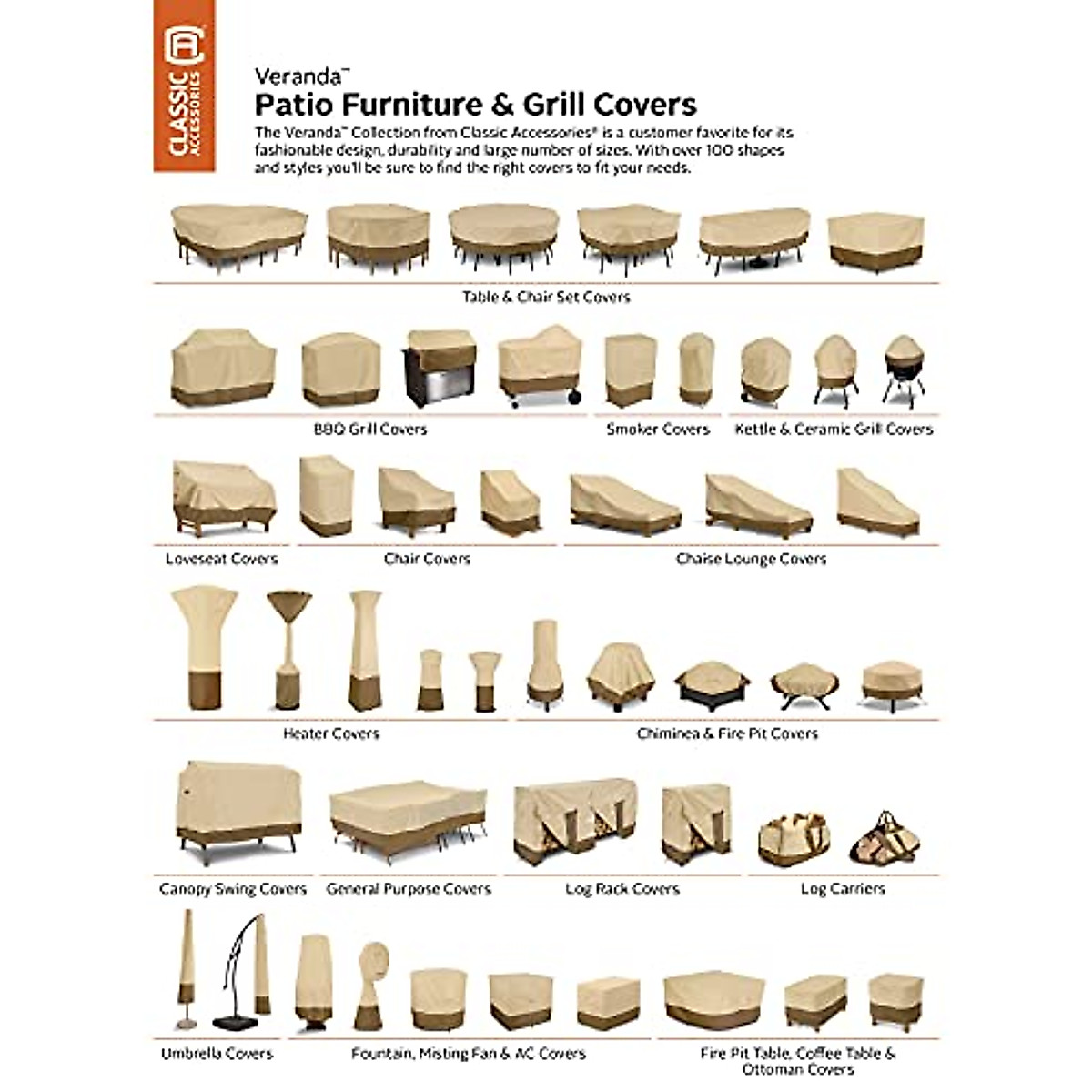 Classic Accessories Veranda Loveseat Cover For Hampton Bay Spring Haven Wicker Patio Loveseats, Patio Bench Cover