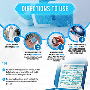 ACTIVE Washing Machine And Dishwasher Cleaning Tablets Bundle - Includes 12 Month Supply Dishwasher Cleaner Deodorizer & Washing Machine Descaler Deep Cleaning Tablets - 48 Tablet Combo