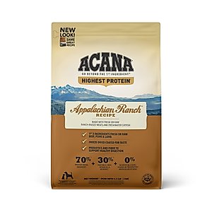 ACANA Highest Protein Dry Dog Food, Appalachian Ranch, Beef Recipe, 4.5lb