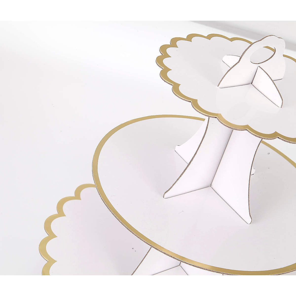 YLDW 3-Tier Cupcake Stand, Lace Trim Cake Stand Holder, Tiered DIY Cupcake Stand Tower for Dessert Table Displays, Birthday Theme Party Favors Decoration, Floral Tea Party, 12" W x 12.8" H, White