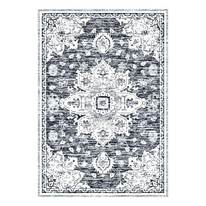 Shilucheng Area Rugs 9x12,Area Rug for Living Room,Machine Washable Area Rugs with Non Slip,Soft Low Pile Area Rug,Large Rugs Clearance (Grey/Blue)