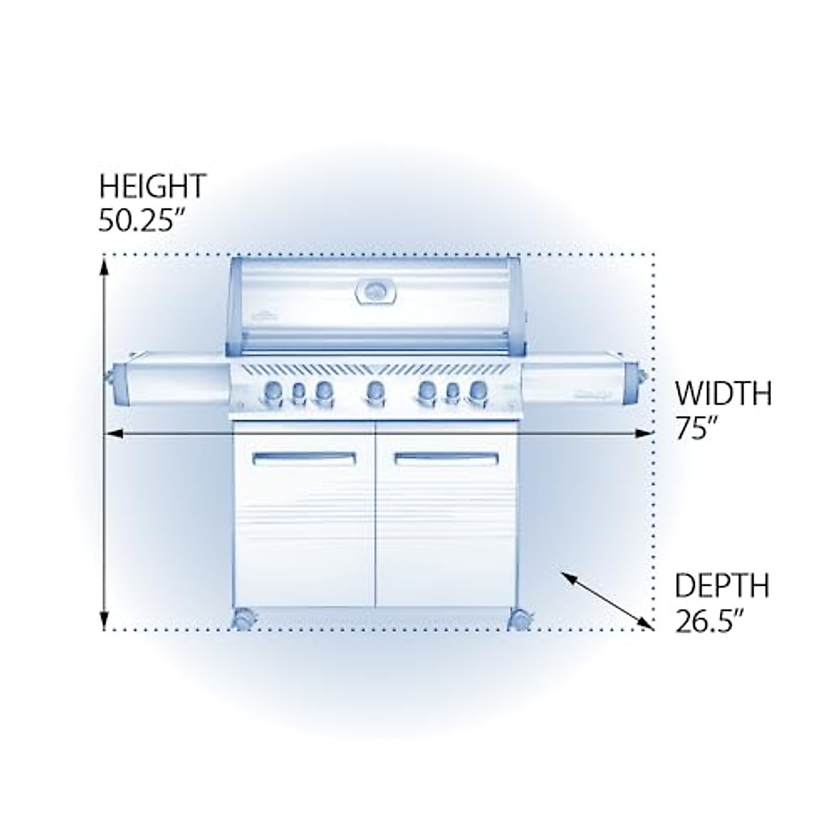 Napoleon P665RSIBPSS Prestige RSIB Propane Gas Grill, 665 sq. in + Infrared Side and Rear Burner, Stainless Steel