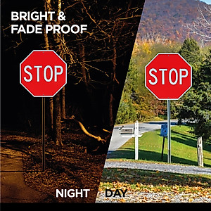 OLANZU Stop Sign 30 x 30 Inches - High Intensity Prismatic Aluminum - UV Protected and Weather Resistant - Honeycomb Reflective Stop Signs Traffic - Waterproof and Rust Free Metal Stop Sign