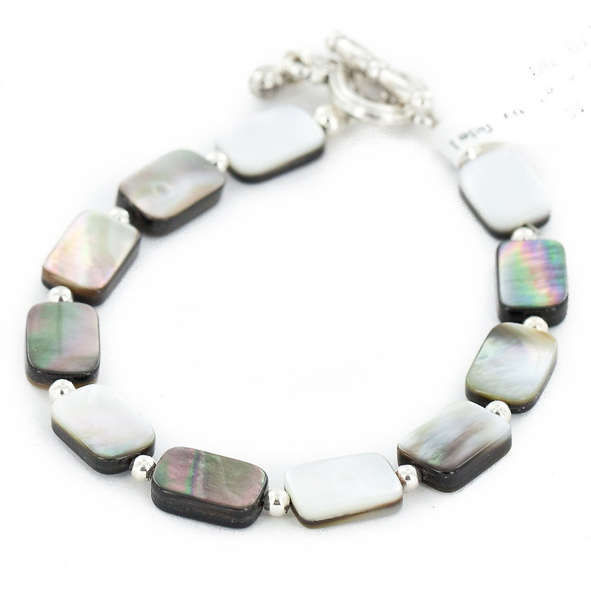 $80 Tag Certified Authentic Navajo Natural Abelone Native American Bracelet 12884-3 Made by Loma Siiva