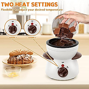 BTToyy Mini Chocolate Fondue Pot,Mini Chocolate Melting Pot,Electric Chocolate Melting Set,Chocolate Warmer,Includes 10 Dipping Forks For Candy,Chocolate,Cheese in Parties 260ML / 8.79OZ (White)