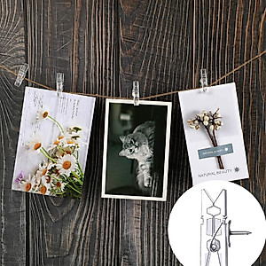 32 Pieces Reusable Push Pin Clips Photo Clips, Mini Transparent Plastic Tacks Thumbtacks Clothespins Decorative Craft Paper Clips for Cork Boards Wall Artworks Notes Photos Craft Accessories, Clear