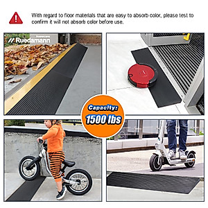 Ruedamann 1.2" Rise Threshold Ramp,1500 LBS Capacity, 35.4" Wide Natural Rubber Power Wheelchair Ramp Scooter, Non-Slip Solid Rubber Threshold Ramp for Doorways,Driveways,Bathroom,Cuttable