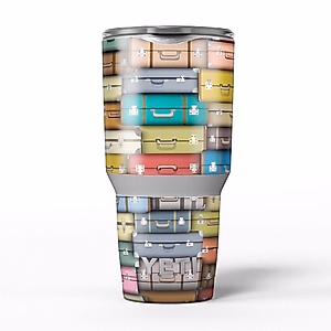 Design Skinz Multicolored Traveling Suitcases - Skin Decal Vinyl Wrap Kit Compatible with The Yeti Rambler Cooler Tumbler Cups