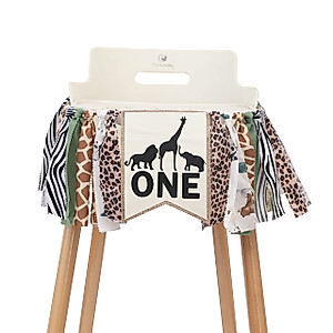 Jungle Safari High Chair Banner for Baby - Wild One for Baby Safari Party Decor,1st Birthday Party Banner for Photography Props,One Birthday Banner for Baby Showers