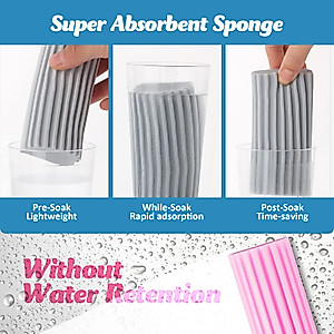 DOCHARD Damp Cleaning Sponge Duster, 4-Pack Squishy Wet Reusable Non Scratch Sponges kitchen, Super Absorbent Sponge with Ridges for Household or Car - Grey