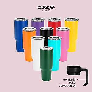 makerflo 40oz Yellow Powder Coated Tumbler Pack of 1 with Upgrade Handle Option, Includes a Sliding Splash, Leak Proof Lid, Ideal for Craft and Personalization (Laser Engraving, UV DTF, Epoxy, Vinyl)