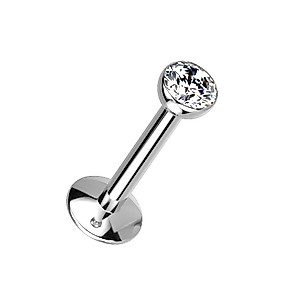 Pierced Owl 18GA G23 Implant Grade Titanium CZ Crystal Internally Threaded with Extended Threading Convex Base Stud (2mm Crystal)