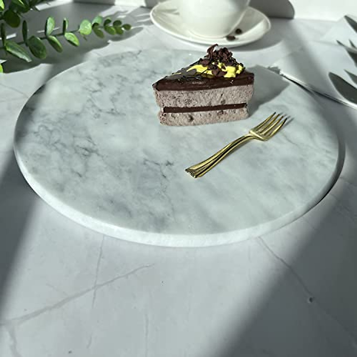 BustleDust 100% Natural Marble Pastry Board for Food, Tea, Coffee, Breakfast, Snacks, Cheese, Appetizers - Use in Kitchen, Bathroom, Office - Natural Marble (Gray White,Glossy Surface)