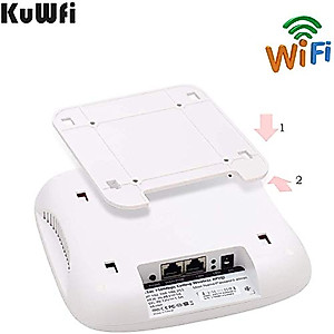 KuWFi Ceiling Mounted Wireless Access Point with Ethernet Port, Dual Band Wi-Fi AP Router with 48V POE Support Wall Mount for Wireless Coverage