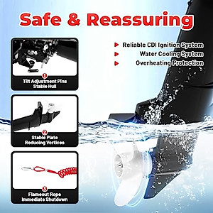 Outboard Motor 6 HP Outboard Motor Boat Engine 2 Stroke Heavy Duty Outboard Motor Fishing Boat Engine with Water Cooling System 102CC 4400W (2 Stroke 6ph)