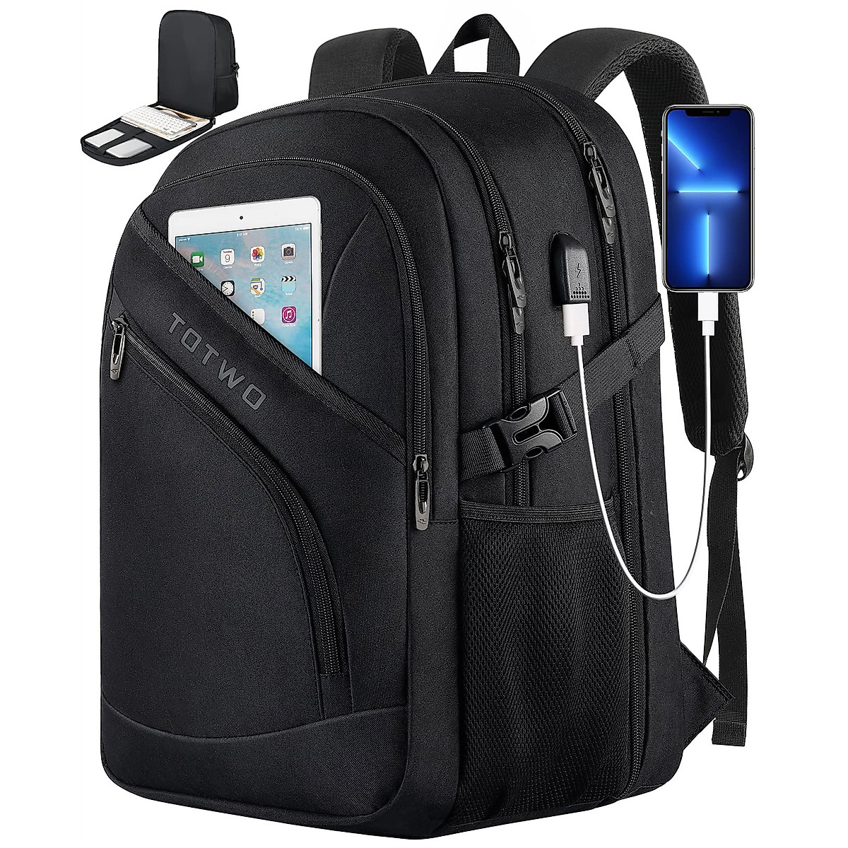 Travel Laptop Backpack, Extra Large Carry on Backpack Flight Approved with USB Charging Port, Water Resistant School College Business Work Bag Gifts for Men Women Students Fits 17 Inch Laptops