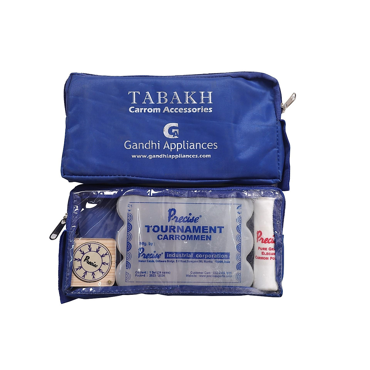 Precise Finest 12mm Carrom Board with Coins, Striker, and Powder by Tabakh, Black