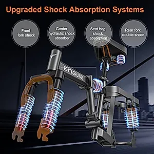 ENGWE Mini Electric Bike for Adults Teens, 14" Fat Tire City Commuter Ebike, 20MPH Light Weight Folding Electric Bicycles with 350W Motor 48V 10AH Removable Lithium Battery Multiple Shock Absorptions