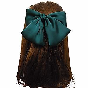 PIDOUDOU Set of 6 Big Satin Solid 8 Inch Bow Hair Clips Women Barrettes