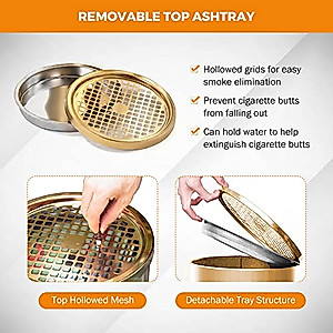 BEAMNOVA Bundle Metallic 15 x 31.5 in + Gold 9.8 * 24 in Trash Can Outdoor Indoor Garbage Enclosure with Lid Inside Barrel Stainless Steel Industrial Waste Container