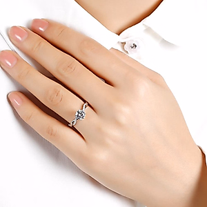 Aihpos Engagement Rings for Women White Gold Moissanite Engagement Ring 10K 14K 18K Gold Platinum Plated Silver Twisted Vine Anniversary Promise Wedding Rings Size 4-12(925s)