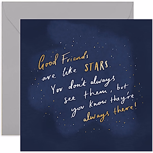 Old English Co. Good Friends Are Like Stars Card - Special Gold Foil Birthday Friendship Card for Him or Her | Gender Neutral For Men and Women | Blank Inside & Envelope Included…