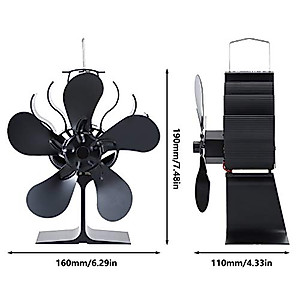 LESHP Heat Powered Fan 5 Blades Wood Stove Fan Fireplace Fan,Heat Powered Stove Fan for Wood Burning Stove/Log Burner/Fireplace/Buddy Heater/Wood Stove Accessories