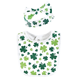 Hudson Baby Unisex Baby Cotton Bib and Headband or Caps Set, St Patricks Rainbow, One Size