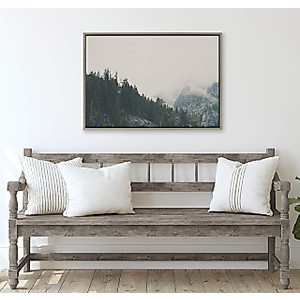Kate and Laurel Sylvie Power of Imagination Framed Canvas Wall Art by Laura Evans, 23x33 Gray, Beautiful Mountain Wall Decor