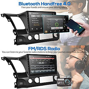 for Honda Civic 2006-2011 Wireless Carplay Android Car Stereo Support Wireless Android Auto with WiFi GPS Navigation AHD Backup Camera FM RDS Radio Receiver EQ HiFi Steering Wheel Controls