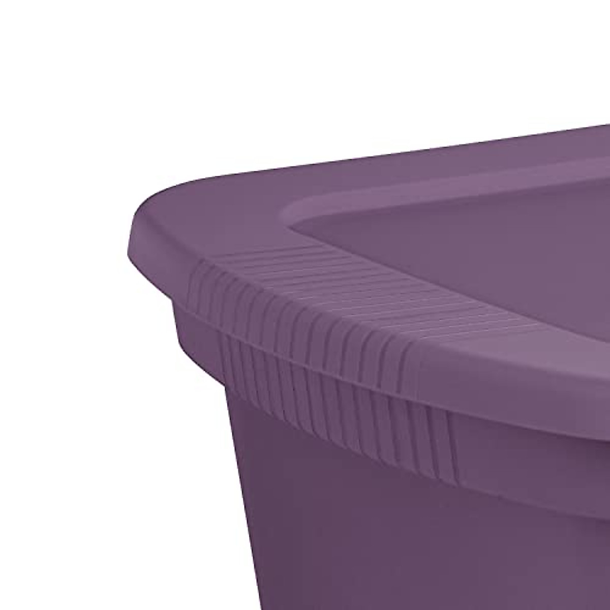 Sterilite 17318V08 Lidded Stackable 18 Gallon Storage Tote Container w/Handles and Indented Lid for Efficient, Space Saving Household Storage, Purple