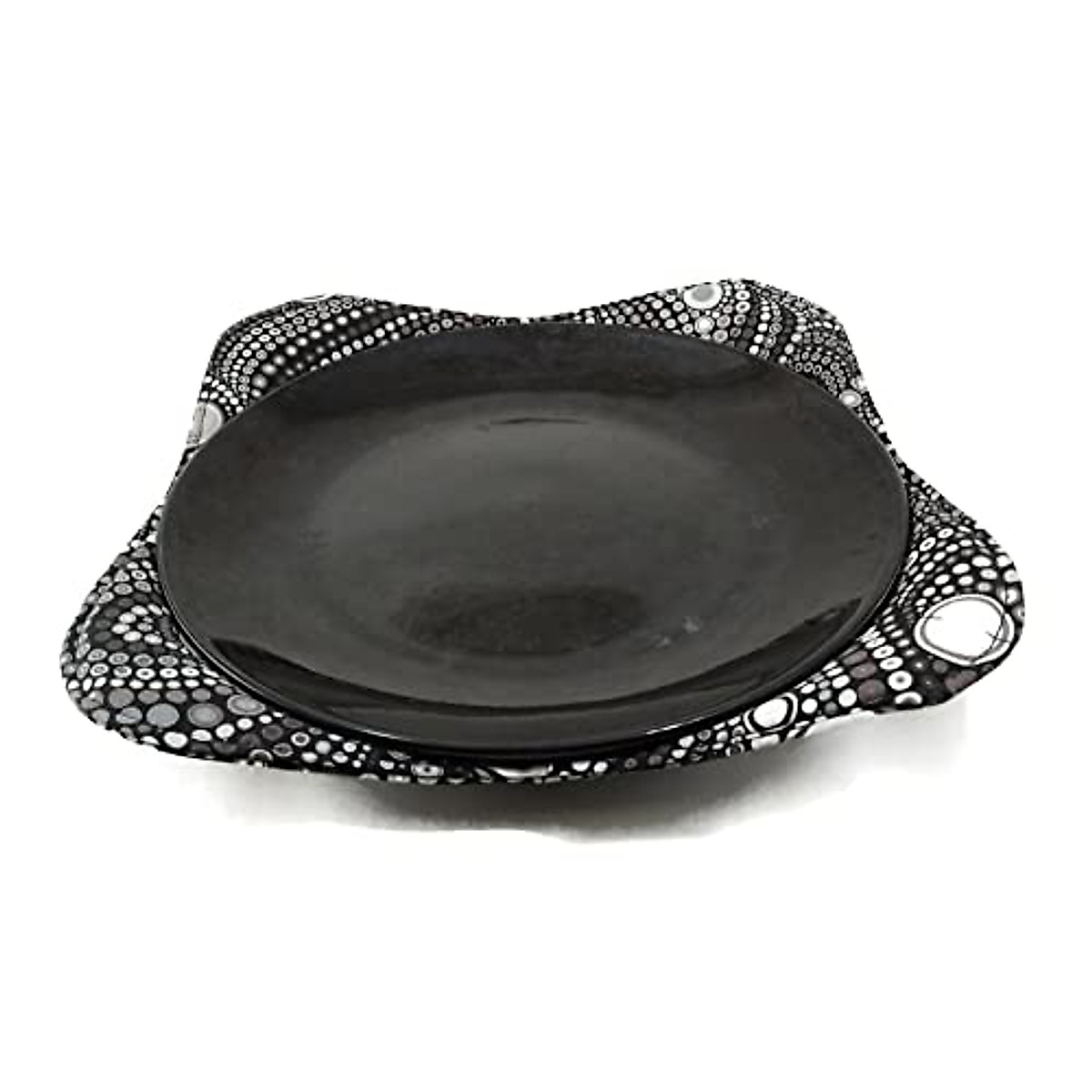 Black and White Microwave Plate Holder - Modern Cotton Fabric Dinner Plate Cozy