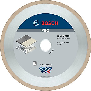 Bosch 2608602638 Diamond Cutting Disc Best for Ceramic, 250mm Ø, 30/25.40mm x 2.4mm x 10mm, Silver/Grey