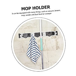 OKUMEYR Mop Holder Mops Hook Garage Storage Rack Closet Storage Hanger Wall Mounted Broom Organizer Nail Broom Holder Wall Hanging Broom Rack Sundries Organizer Black Space Aluminum