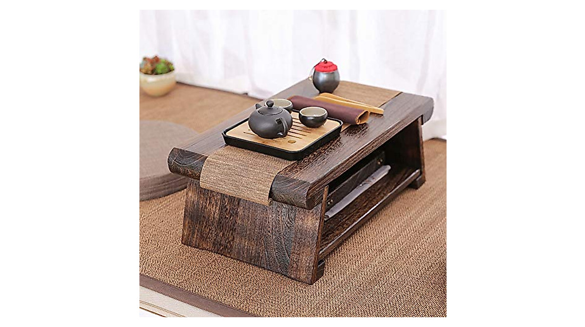 Japanese Antique Tea Table with Folding Legs - Authentic Asian Design