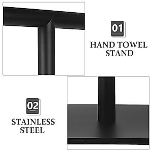 Luxshiny Hand Towel Holder Standing Stainless Steel T-Shape Towel Bar Rack Stand for Bathroom Kitchen Vanity Countertop Black