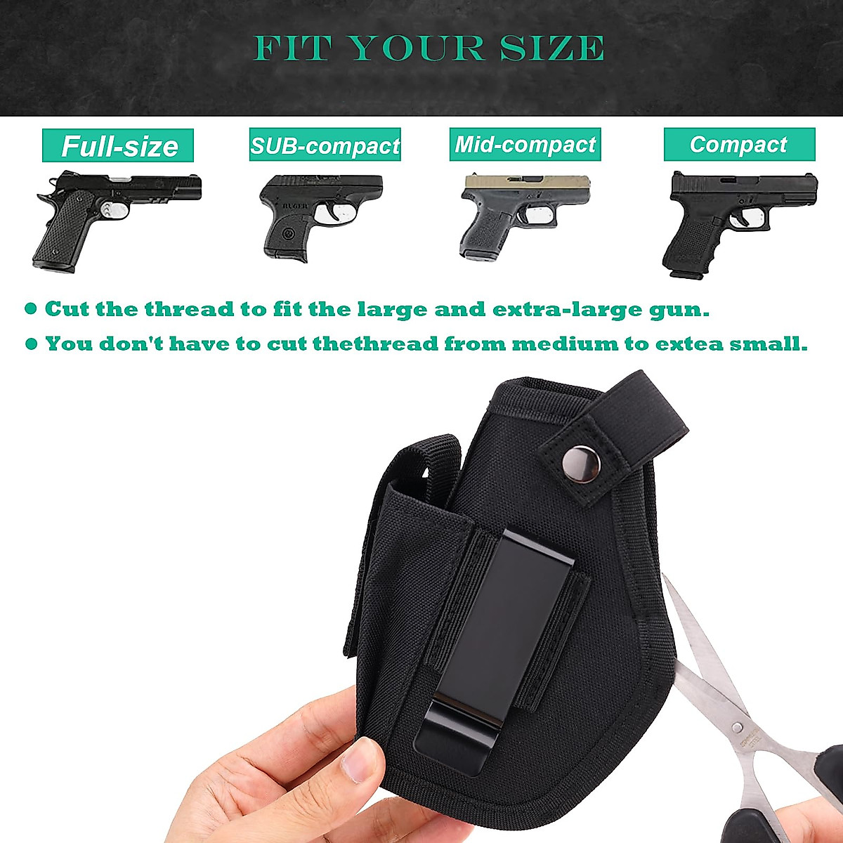 TACWINGS Universal Concealed Carry Gun Holsters for Men/Women,IWB/OWB 380 9mm Holsters for Pistols,Fits Glock 19,17,23,26,43- S&W M&P Shield/ 40/45 /, Similar Handguns