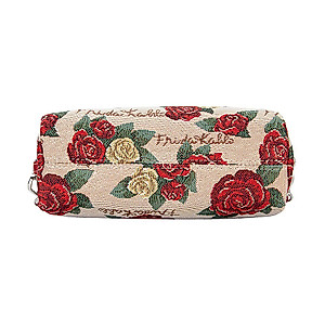 Signare Tapestry Small Crossbody Bag for Women pouch Bag with Mexican Folk Art Design (Frida Rose; HPBG-FKROSE)
