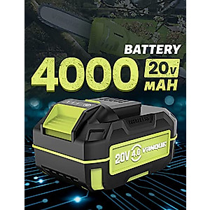 VANQUE 20V Cordless Pole Saw, 15-Foot MAX Reach Pole Saws for Tree Trimming, Battery Pole Saw for Branch Cutting, Trimming, Pruning, Adjustable Head & 8-Inch Bar and Chain, 4.0Ah Li-ion Battery