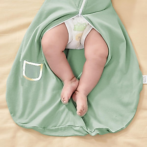 ZIGJOY Shark-Fin Transition Swaddle - 1.0 Tog Baby Sleep Sack Soft Cotton Transitional Baby Wearable Blanket with 2-Way Zipper, Hemp Grey, 0-3 Months